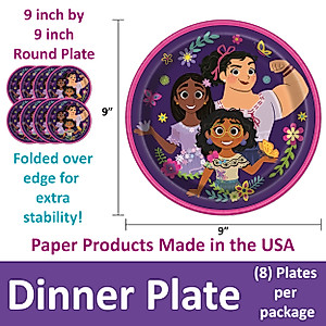 Encanto Themed Happy Birthday Party Supplies for Kids, Serves 16, Decorations and Dinnerware set with Table Cover, Plates, Napkins, Banner, Cups, Candles and Party Planning List