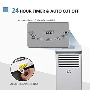 HOMCOM 10000 BTU Mobile Portable Air Conditioner for Home Office Cooling, Dehumidifier, and Ventilating with Remote Control, White