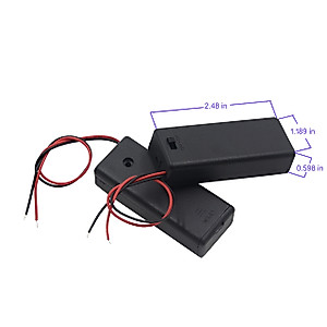 LampVPath (Pack of 3 2 AAA Battery Holder with Switch, 2 x 1.5V AAA Battery Holder Case with Wire Leads and ON/Off Switch