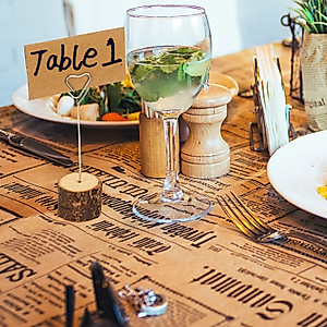 20 Pcs Wood Place Card Holders and 30 Pcs Kraft Place Cards, Rustic Wooden Table Number Holder Stand Photo Picture Note Clip Holders for Wedding Party Name Sign - Heart Shape