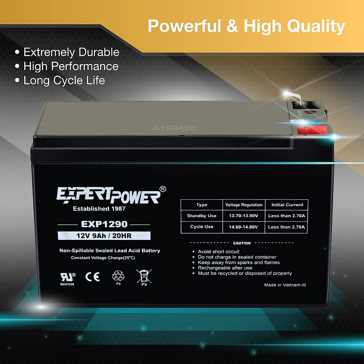 ExpertPower 12V 9AH Rechargeable SLA Battery Compatible with APC UPS Computer Backup Power (BX1300LCD), APC Back-UPS NS 1250, 2 Pack