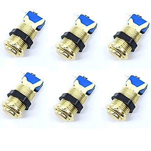 Arcity 6 Pcs Arcade Push Buttons Chrome Plating American Type Standard Golden with Microswitch Jamma MAME DIY Game Machine Console Cabinet Parts New