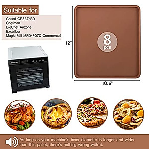 8Pcs Silicone Dehydrator Trays - Nonstick Silicone Drye Mats with Edge , Compatible with Cosori CP267-FD, Multi-purpose Reusable for Jerky, Fruit, Meat, Herbs, Vegetables, Crackers