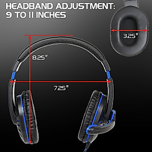 ENHANCE GX-H5 Gaming Headset with Microphone - Universal Gaming Headset for PS4, PS5, Xbox, PC, Switch with Adjustable Headband, Volume Controller, USB Sound-Isolating Earcups, Splitter Cable (Blue)