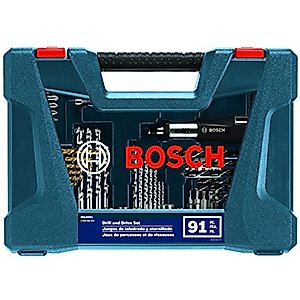 Bosch Power Tools Drill Kit - CLPK22-120 - 12-Volt Lithium-Ion 2-Tool Combo Kit (Drill/Driver and Impact Driver) with 2 Batteries, Charger and Case w/ 91 pc drill and drive bit set