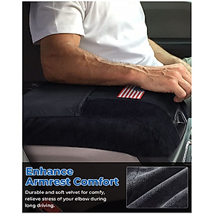 ISSYAUTO Center Console Cover Compatible with 2015-2020 F150, 2017-2022 F250 F350 F450, 2018-2023 Expedition, American Flag Armrest Cover with Pockets (Bucket Seat Only)