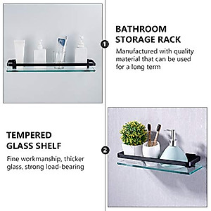 Cabilock Bathroom Glass Shelf Floating Wall Mounted Shower Organizer Cosmetic Toiletries Storage Holder for Kitchen Bathroom