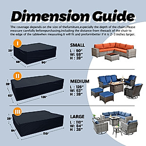HOOOWOOO Patio Outdoor Furniture Cover,Waterproof Weather Couch Cover,Extra Large Rectangular Rain Sectional Sofa Covers for Patio Conversation Set 90X68X28" Black