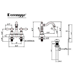 Derengge F-0048-BN Two-Handle Bathroom Faucet with Pop up Drain Assembly,cUPC NSF AB1953 Brushed Nickel