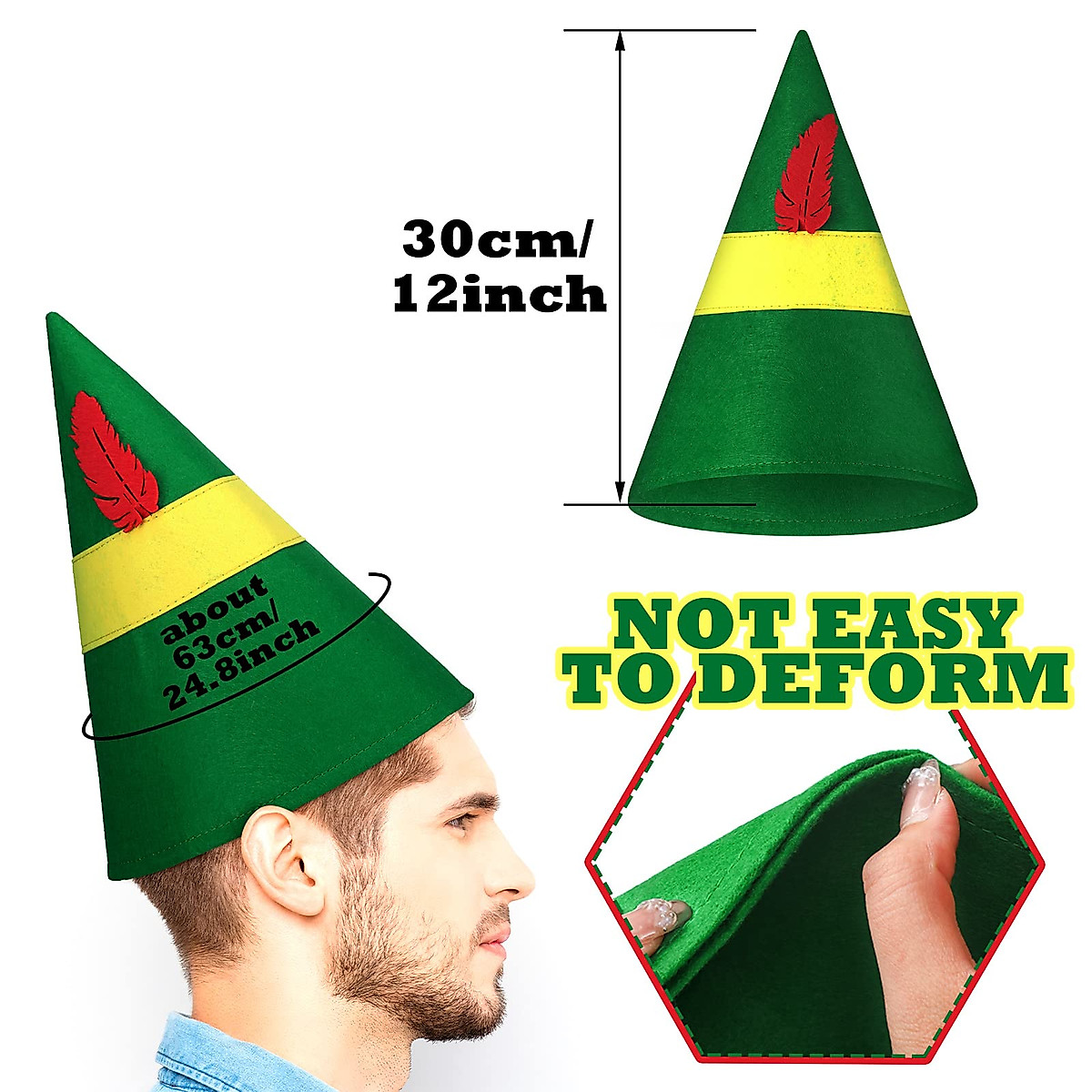 2 Pcs Christmas Elf Hat the Elf Costume Accessories Christmas Elf Buddy Hat Holiday Santa Hats Elves Hats for Men Women Costume Supplies()