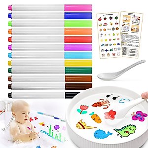 QETRABONE Magical Water Painting Pen-12 Colors Double Ended, Erasing Whiteboard Marker, Doodle Water Floating Pens, Magic Water Painting Pen for Kids
