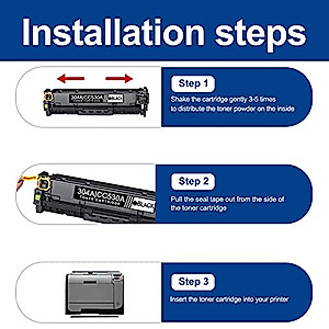 Compatible 304A CC530A/CC531A/CC533A/CC532A Remanufactured Toner Cartridge Replacement for HP Color CP2025 CP2025n CP2025dn CP2025x CM2320n MFP Printer (1Black+1Cyan+1Magenta+1Yellow)