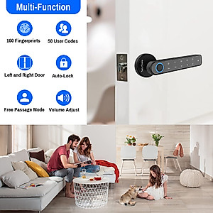 Secustone Fingerprint Door Lock, Smart Lock, Keyless Entry Door Lock, Door Locks with Keypads, Passcode, Fingerprint, and Keys, Door Knob Easy to Install for Home, Apartment, Office, Bedroom, Black
