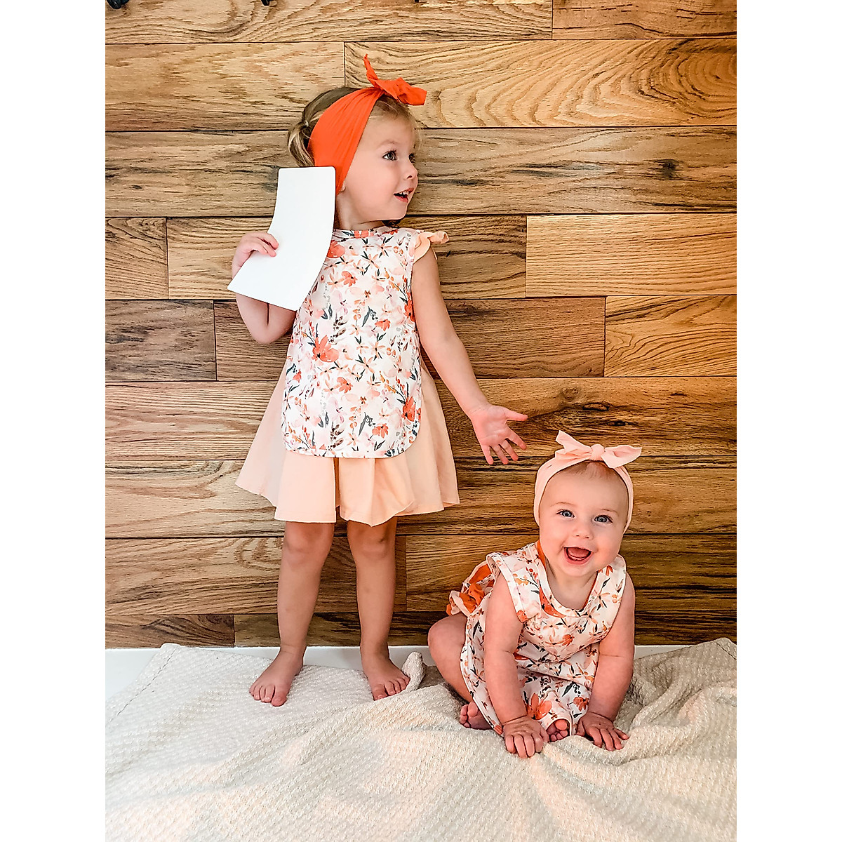 BapronBaby Peachy Dreams Bapron - No Neck Tie Safer Bib for Baby & Toddler - Soft Waterproof Stain Resistant - Machine Washable - Sz Baby/Toddler 6m-3T