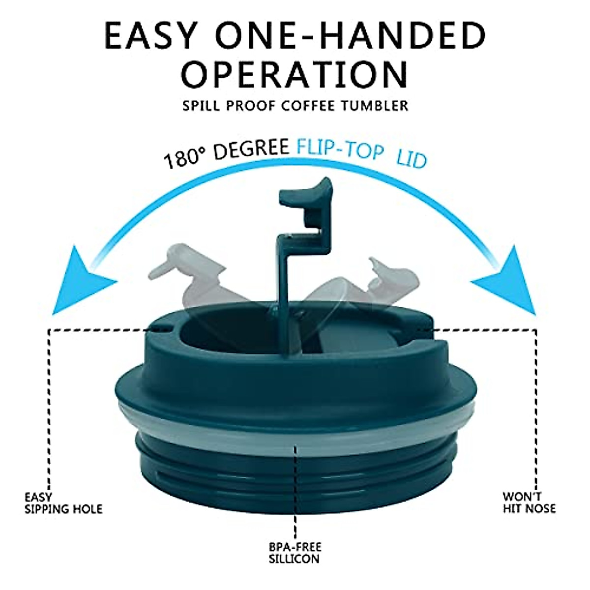 CS COSDDI Travel Mug 12oz - Vacuum Insulated Coffee Travel Mug Spill Proof with Leakproof Lid - Double Walled Reusable Tumbler Cups for Keep Hot/Ice Coffee,Tea and Beer(Aquamarine)