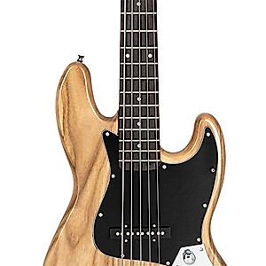 Bass Glarry Gjazz Electric 5 String Bass Guitar Full Size Bag Strap Pick Connector Wrench Tool Burlywood