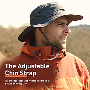 Comhats UPF 50 Sun Hats Wide Brim Summer Safari Hat Fishing Hiking Boonie Hats for Men Chin Strap Waterproof Khaki Large X-Large XL XXL Oversize