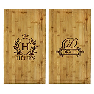 Custom Engraved Bamboo Over the Sink, Stove, Counter Cutting and Serving Board - Personalized with Family Name and Juice Groove