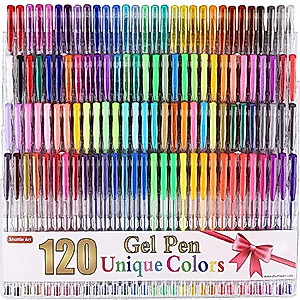 Shuttle Art 120 Unique Colors (No Duplicates) Gel Pens Gel Pen Set for Adult Coloring Books Art Markers