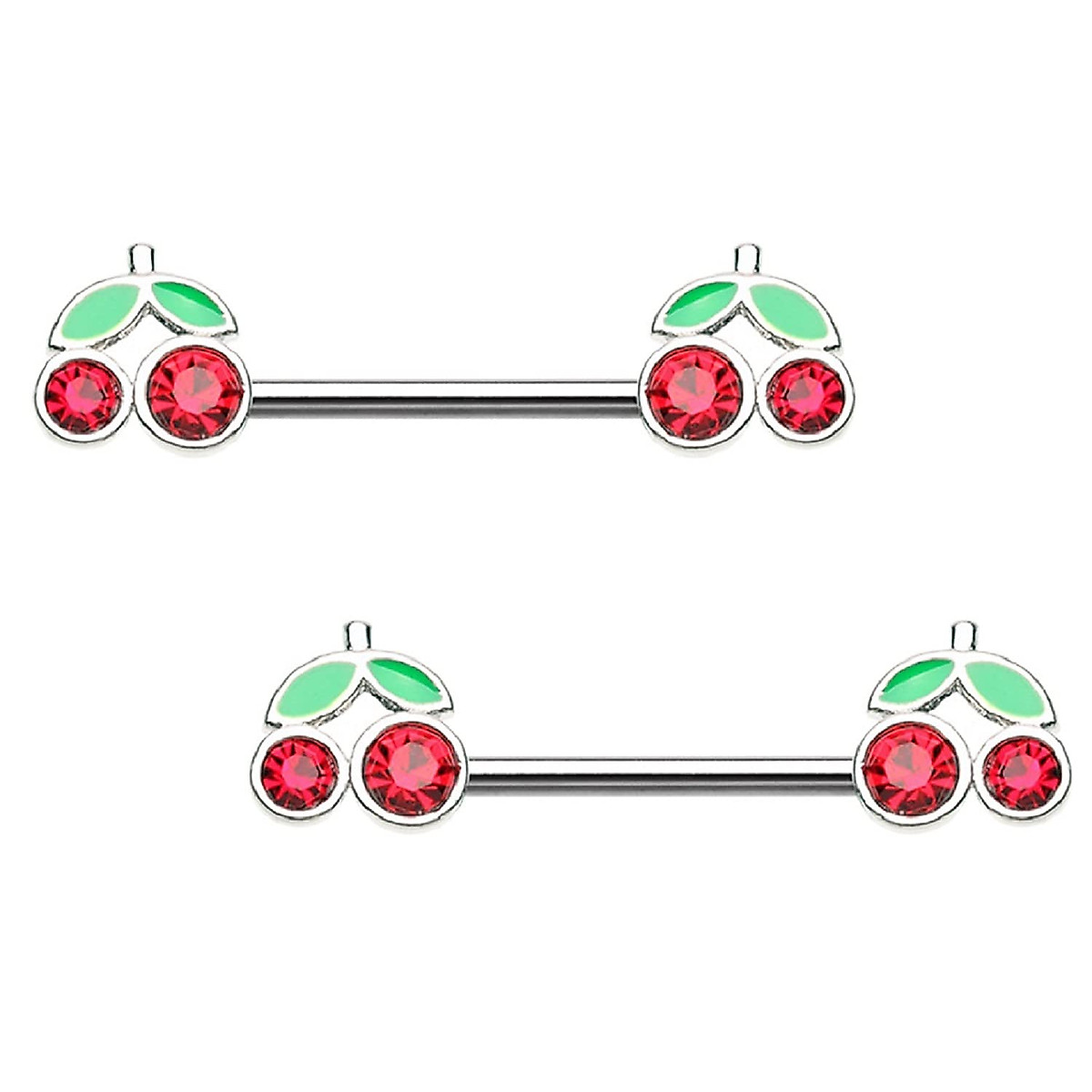 Body Accentz Nipple Barbell Ring Cherry Bar Sweet Cherries Nipple Shield 14 Gauge