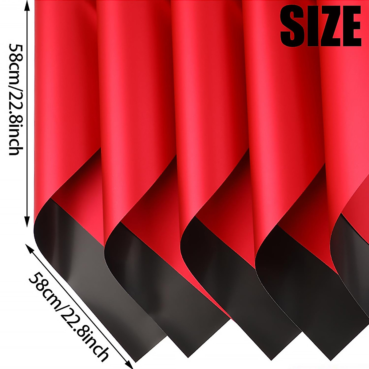 FOIMAS 20 Sheets Flower Wrapping Paper,Waterproof Florist Bouquet Wrapping Paper Supplies for Floral Gift Packaging Craft Supply,Black and Red