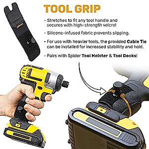 Spider Tool Holster - Expansion Set - Elastic Tool Grip + 2 Adhesive Tool Tabs for Carrying a Power Drill, Driver, Multi Tool, Tape Measure, Hammer, Pneumatic and More from a Spider Tool Holster!