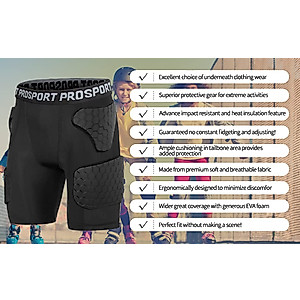 DGXINJUN Youth Kids Padded Compression Short Hip Portector 5 Pads Football Girdle