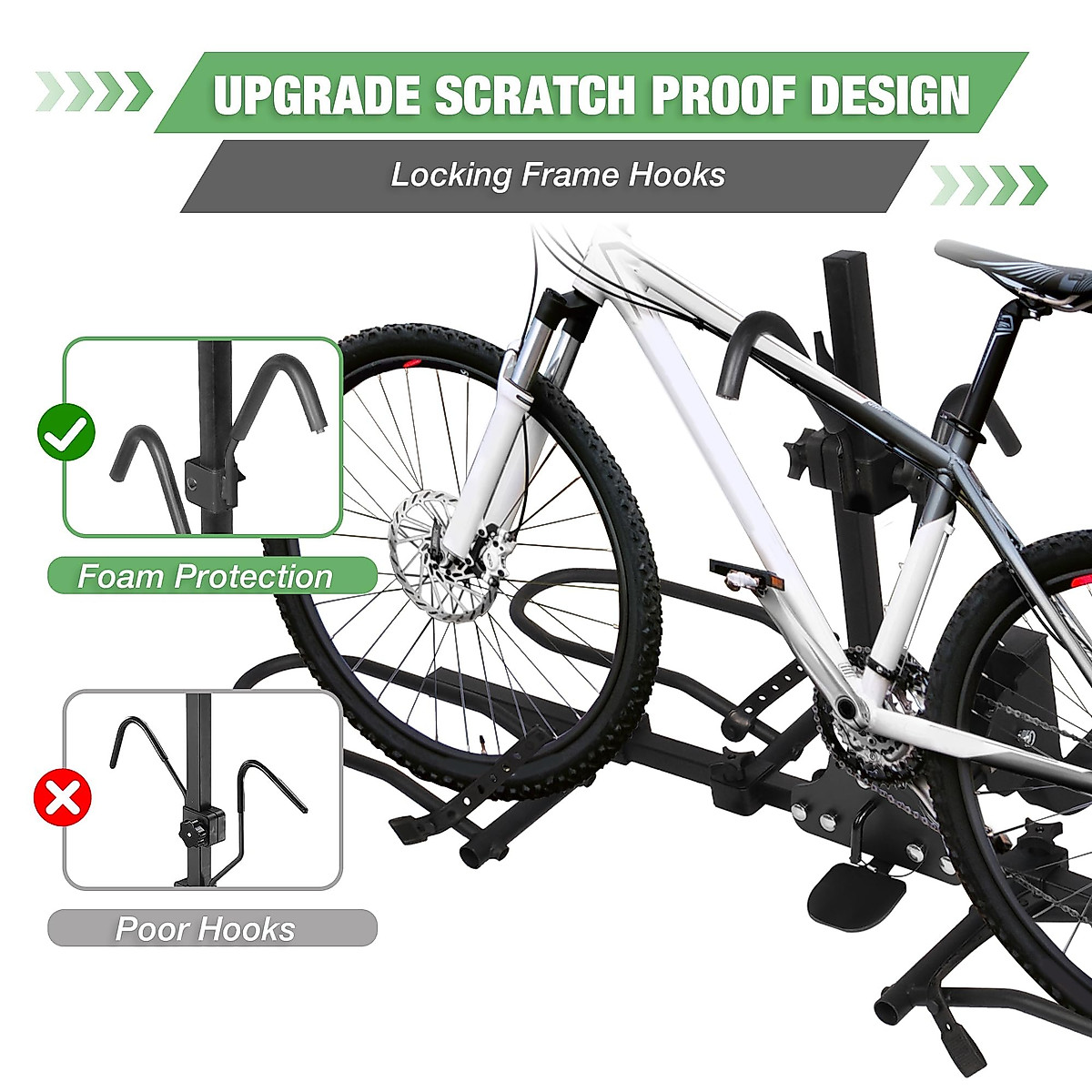 CARSTY Hitch Bike Rack, Bicycle Rack for Car Bike Rack for SUV Trucks Wobble Free Smart Tilting Foldable Design for Standard, Fat Tire 2 Ebike Rack, Bike Carrier Hitch Mount 2-inch Receiver