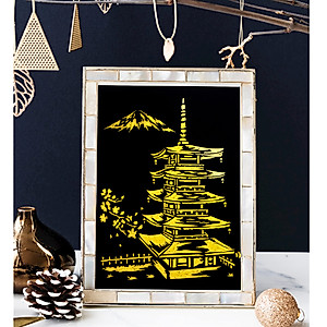 Floral Guard Scratch Paper Arts & Crafts for Kids-15PCS Scratch Paper Off Set Arts & Crafts Supplies Kits with 10 Wooden Stylus and 5 Stencils for Girls Boys DIY Party Games Christmas Birthday Gift