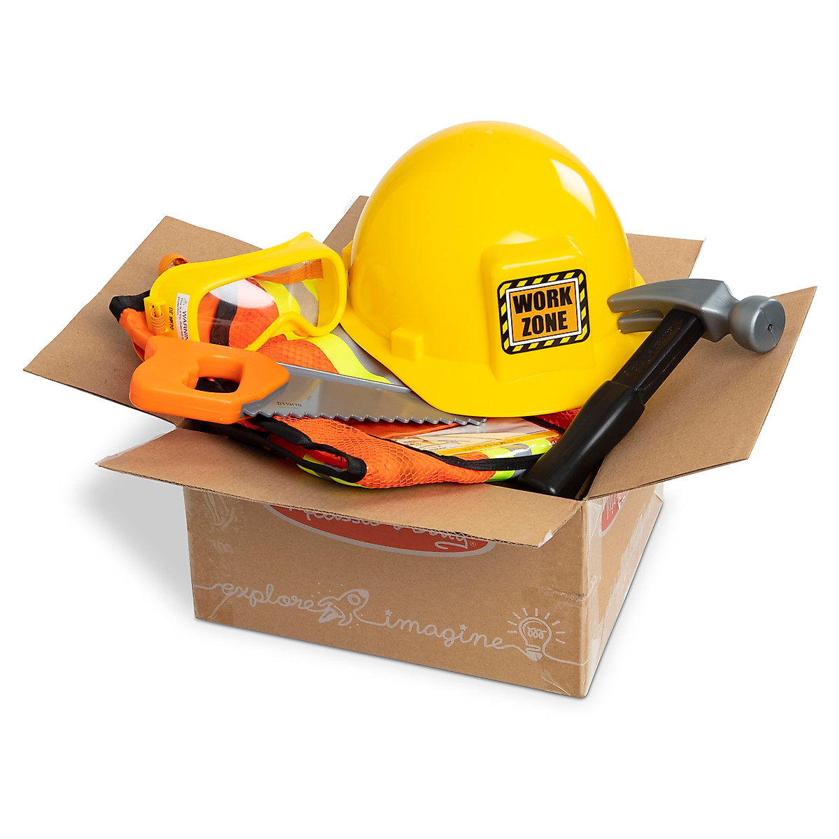 Melissa & Doug Construction Worker Role Play Costume Dress-Up Set (6 pcs) Frustration-Free Packaging - Pretend Construction Worker Outfit, Construction Worker Costume Set For Kids, Toddlers Ages 3+