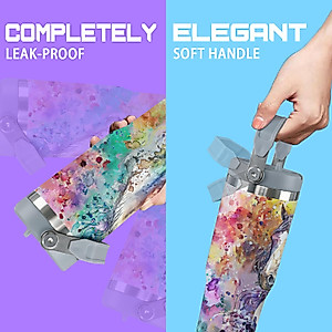 Unyopsa Horse Tumbler with Lid and Straw Stainless Steel Tumblers 30 Oz Insulated Horse Water Bottle Tie Dye Cup Mug with Handle Horse Gifts for Women Men Gift for Girls Horse Lovers