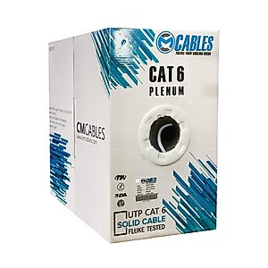 Cat6 1000ft CMP Plenum Rated 550 Mhz 23 AWG (Network Standard Test Passed) Bulk Ethernet Cable White