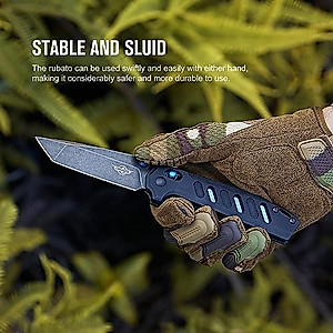 OKNIFE Rubato Pocket Knife, Tanto Style EDC Folding Knife with 154CM Stainless Blade and G10 Handle for Camping Indoor and Outdoor Activities (Black)