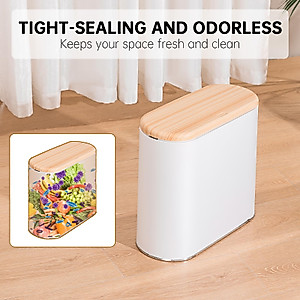 Bathroom Trash Can with Lid, 10 Liter/2.6 Gallon Small Garbage Can Dog Proof , Modern Office Waste Basket with Press Top, Slim Plastic Kitchen Trash Bin, White Bathroom Trash Can Boho,Toilet Trash Can