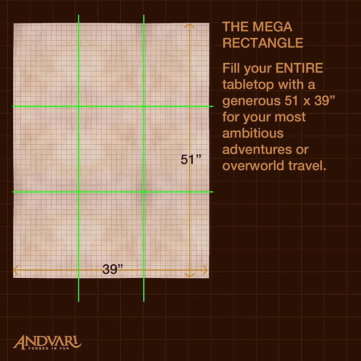 Battle Mat with Grid for Role Playing Game - 9 Pack Mega Pack Andvari Battle Boards