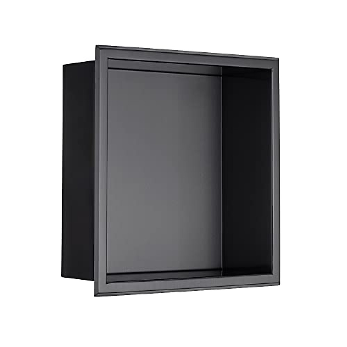 WHISTLER 12 in. X 12 in. X 4 in. Square Recessed Shower Wall Niche in Brushed Stainless Steel Storage for Shampoo, Soap and other Bathroom Essentials, Black