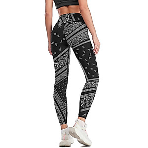Wxkllsom Black Bandanas Leggings for Women High Waisted Butt Lifting Yoga Pants
