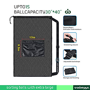 VVWAYSE Ball Storage Mesh Soccer Ball Bag Holder Heavy Duty Drawstring Bags Team Work for Basketball, Volleyball, Baseball, Swimming Gear With Shoulder Strap, Large Mesh Bags With Zipper