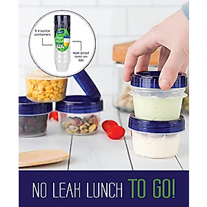 Combo Twist Top Food Kitchen Storage Containers Leak-Proof Airtight Soup Storage Canisters with Screw & Seal Lids BPA-Free Stackable Reusable 4 Oz - 6 Pk, 8 Oz - 4 Pk 16 Oz 5 Pk, And 32-Ounce 3 Pk