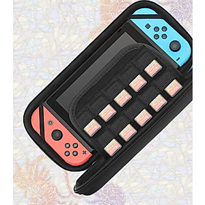 CHIKIXSON Carrying Case Compatible with Violet and Scarlet Switch & Switch OLED, switch accessories with 10 Game Cartridges, Protective Hard Shell Travel Case Pouch for Switch Console