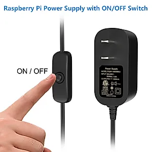 Miuzei Raspberry Pi 4 Power Supply with Switch, 5V 3A Power Supply Compatible with Raspberry Pi 4 Model B, USB-C Charger Power Adapter for RPI 4B, with Type-C & Micro USB Adapter for Raspberry Pi 3B+