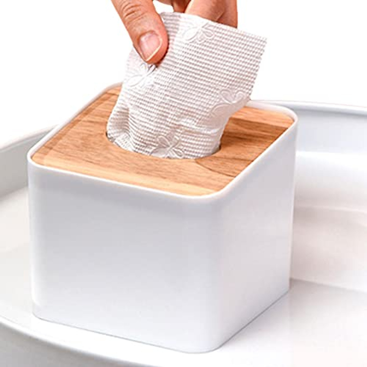 Hondony Home Tissue Paper Dispenser | Tissue Paper Holder Tissue Box Containers with Arc Opening | Removable Tissue Dispenser, Kitchen, Living Room, Bedroom, Bathroom