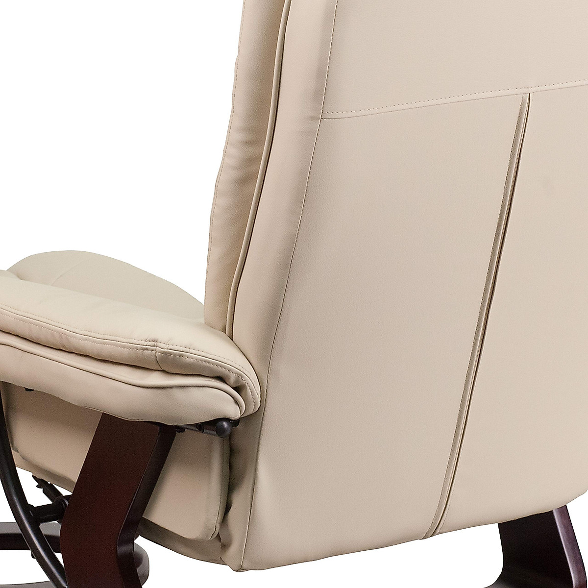 Flash Furniture Bali Contemporary Multi-Position LeatherSoft Recliner Chair with Ottoman, 360-Degree Swivel Recliner Chair/Ottoman Set, Beige