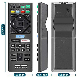CtrlTV Remote for Sony Blu-Ray Remote and Sony Blu Ray DVD Player BD Disc 3D Streaming 4K Ultra HD UHD HDR Home Theater BDP Series Player RMT-VB100U with Netflix