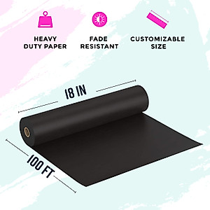 Black Kraft Arts and Crafts Paper Roll - 18 inches by 100 Feet (1200 Inch) - Ideal for Paints, Wall Art, Easel Paper, Fadeless Bulletin Board Paper, Gift Wrapping Paper and Kids Crafts - Made in USA