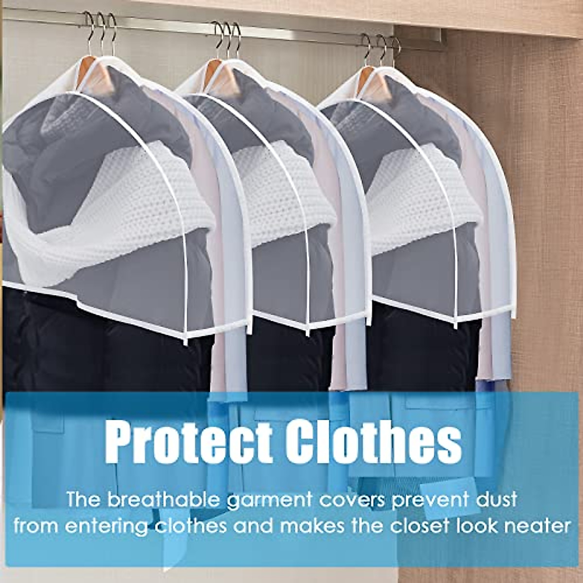 16 Pcs Plastic Clothing Shoulder Covers 4" Gusseted Clear Shoulder Covers for Hanging Clothes Shoulder Covers Plastic Shoulder Hanger Covers Clear Garment Breathable Bag for Jacket Clothing Coat Dress