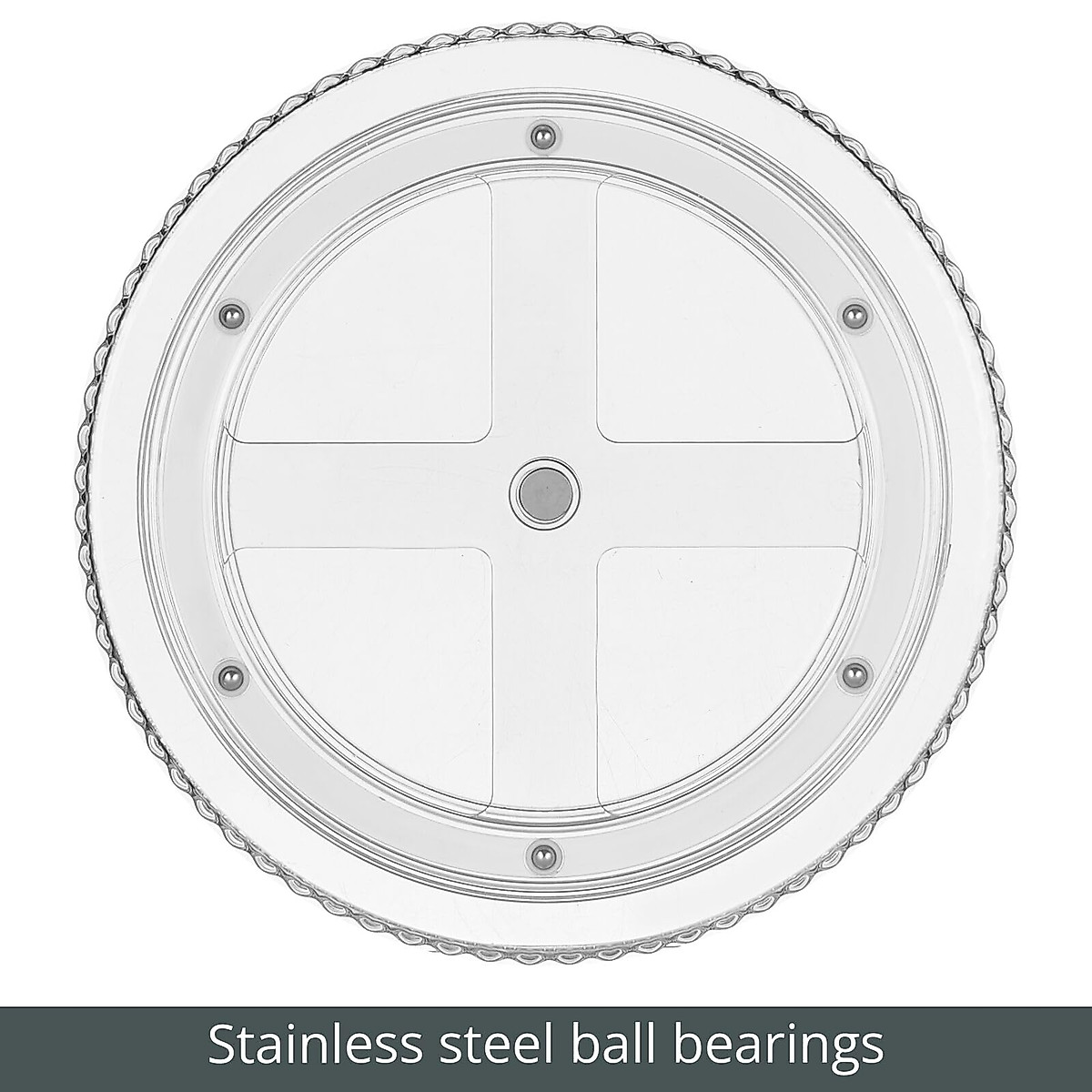 mDesign Fluted Lazy Susan Turntable Plastic Spinner for Kitchen and Bathroom Cabinet, Cupboard, Countertop Organizing, Rotating Organizer for Condiments, Jewelry, Accessories, 9" Round - 2 Pack, Clear