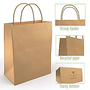 BAGKRAFT Pack of 75 Brown Paper Bags With Handles Bulk - 3 Assorted Size Gift Wrap Bags With Handles - 100% Recyclable Craft Paper Bags For Christmas, Small Businesses, Retail, Shopping, Grocery, Boutique Supplies, Parcel, Packaging