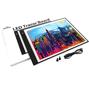 Santek A3 Eye-Friendly Dimmable LED Light Box for Tracing, Ultra-Thin Drawing Kit with Ruler, Magnets & Cable – Diamond Painting Art, Tattoo Stencils, Sketching, Animation & Artist Supplies
