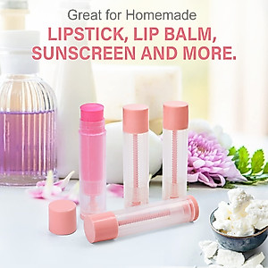 LotFancy Lip Balm Tubes Empty, 100PCS 5.5ml (3/16 Oz), Clear Lip Balm Container Tubes with Pink Caps, BPA Free & Leak Free, Refillable